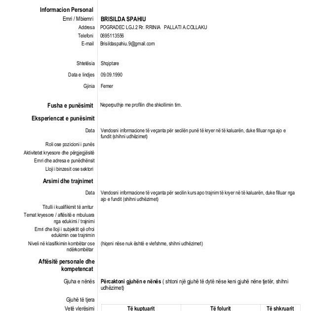 Curriculum Vitae Shqip - Birthday Letter