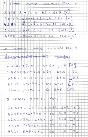 mate rdr: correzione compiti - numeri divisibili per 3; 3 exp 2; (2x3)
