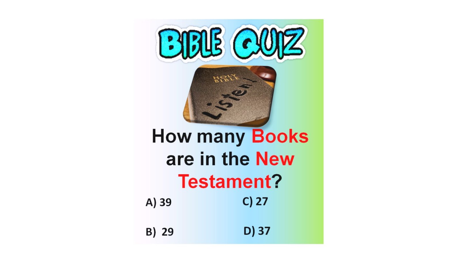 How many Books are in the New Testament? - BIBLE QUIZ