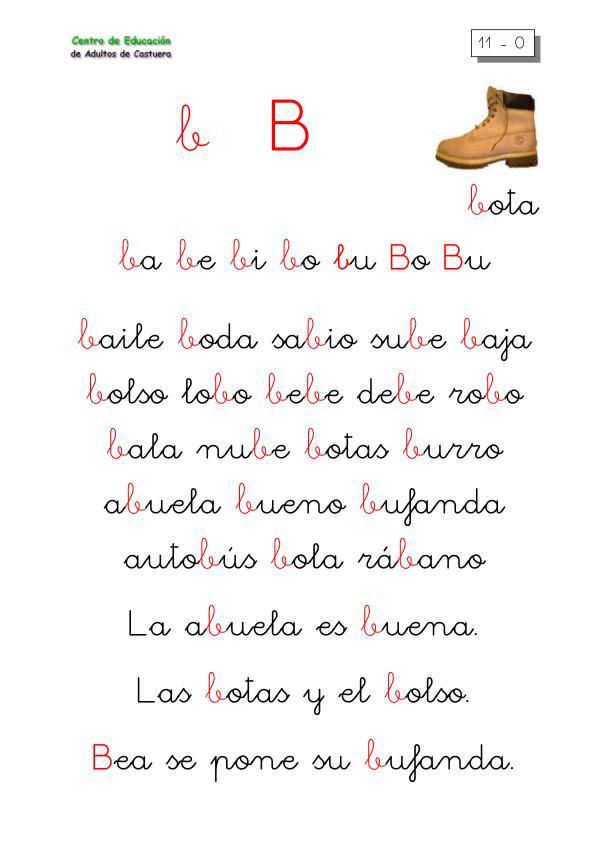 CEIP SANCTI SPIRITUS Educación Infantil : LECTURA con la letra B-b