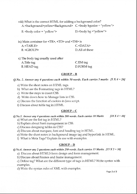 OSPU DCA web design (html,css,xml,javascript) June 2018 Question Paper ...