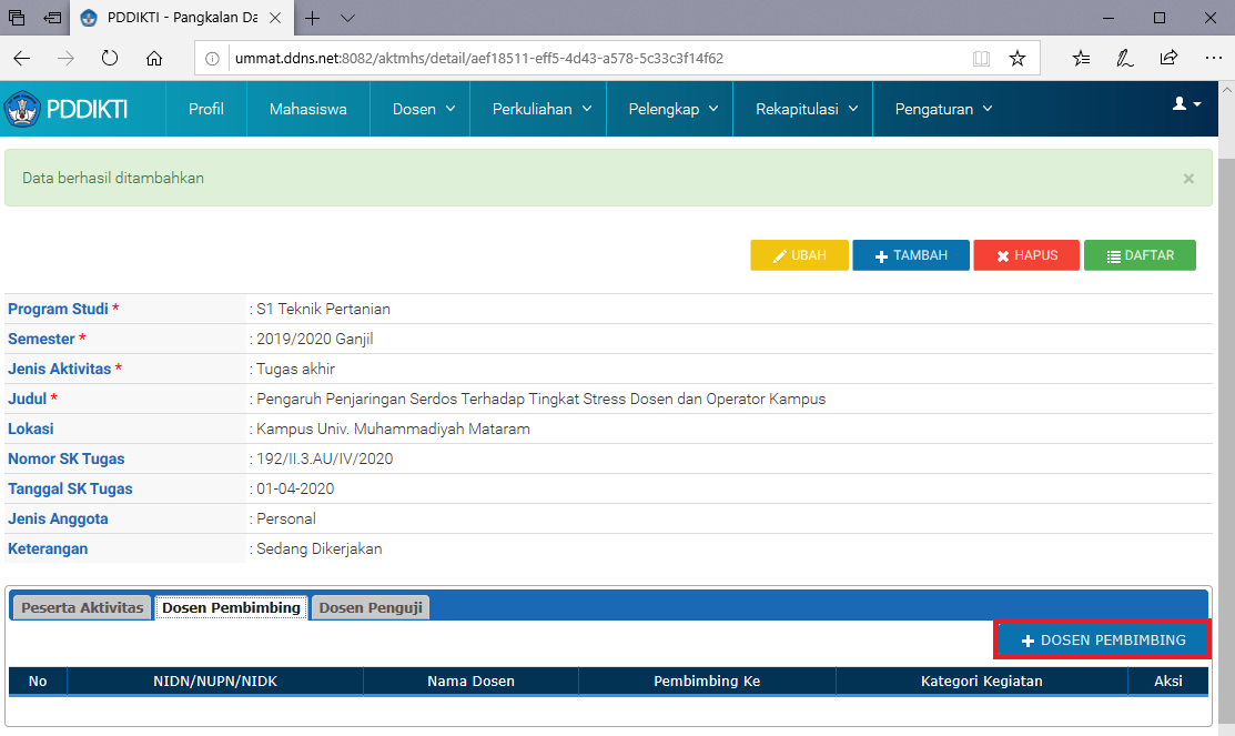 Tutorial input data Aktifitas Mahasiswa di Laporan Feeder PDDikti ...