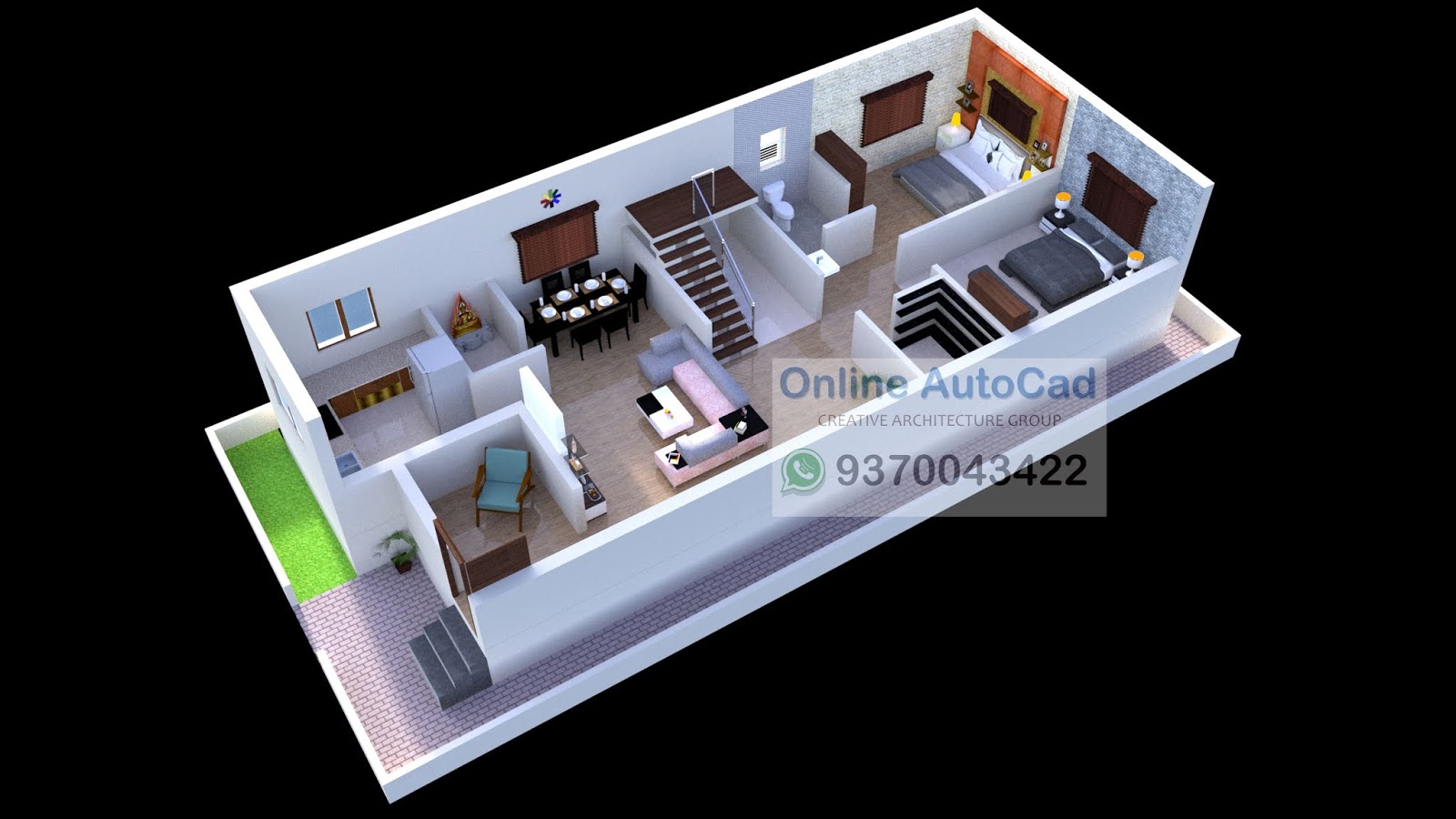 28' x 60' East Face ( 2 BHK ) House Plan