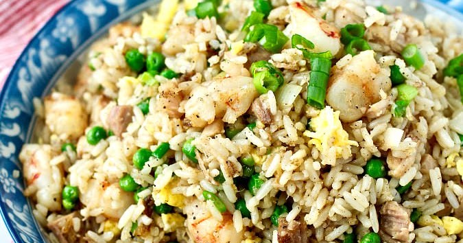 Shrimp and Pork Belly Fried Rice with Peas | Karen's Kitchen Stories