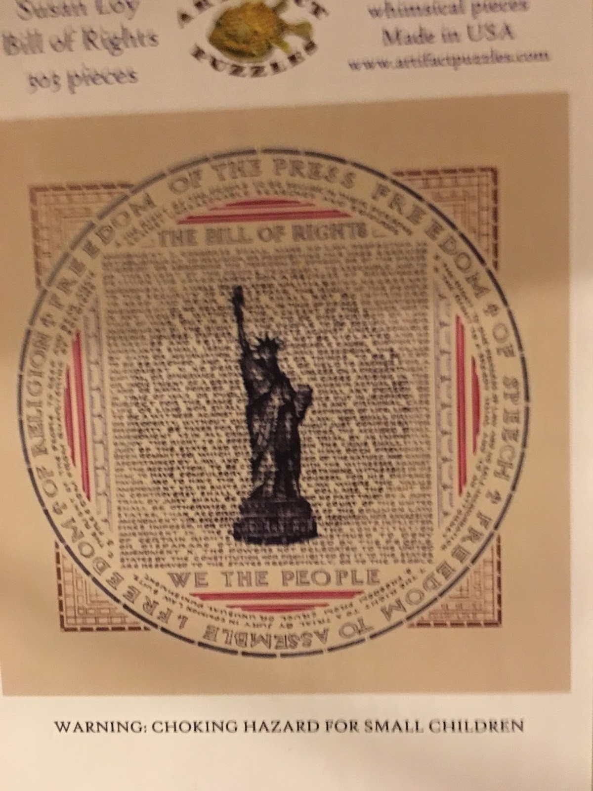Rebecca's Wooden Jigsaw Puzzles: Artifact: Susan Loy, Bill of Rights