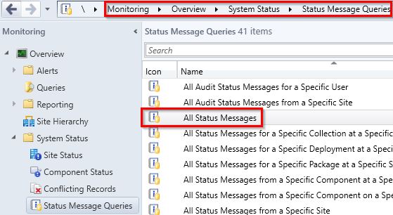 SCCM Status Message Queries Frozen SCCM Status Message Queries Frozen