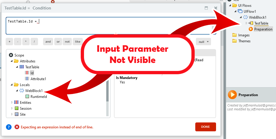Solved: OutSystems input parameter is not visible Solved: OutSystems input parameter is not visible