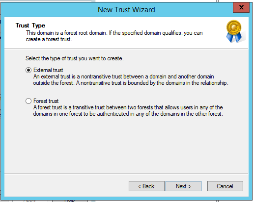 Creating a shortcut trust relationship between two separate Windows Domains