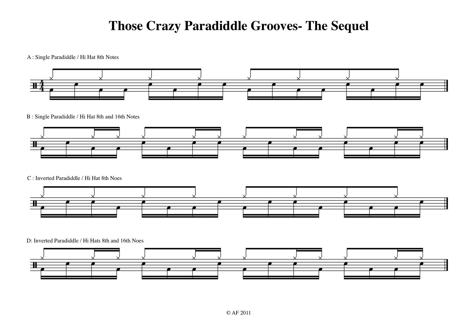 Playsomething Drums: Single and Double Paradiddle Grooves - Part 2
