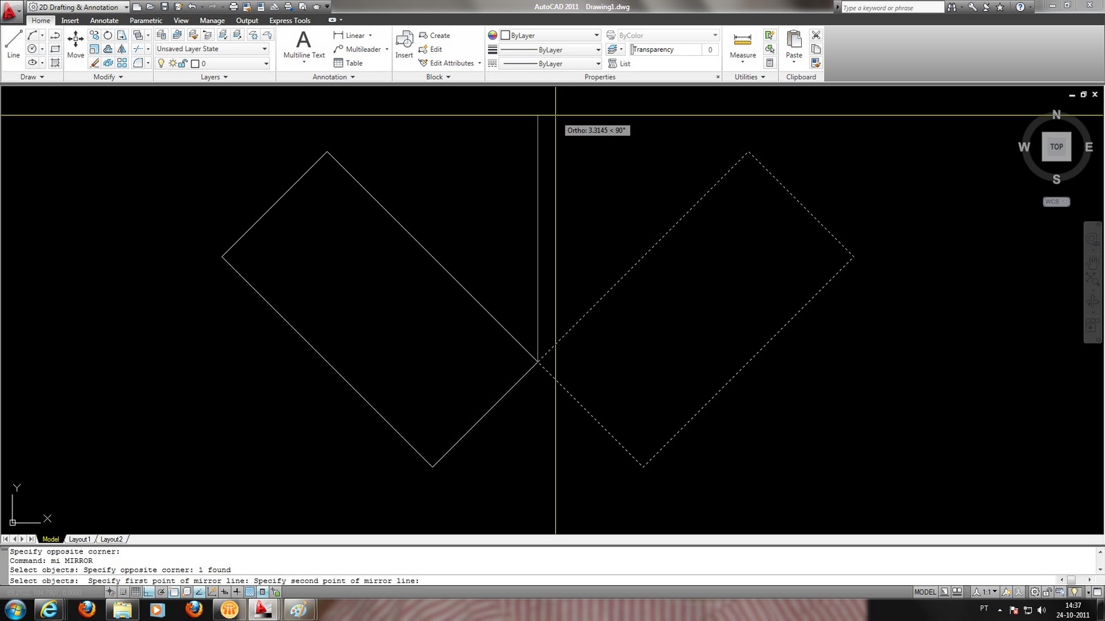 Dicas de Autocad: Comandos Básicos: MIRROR (Espelho)