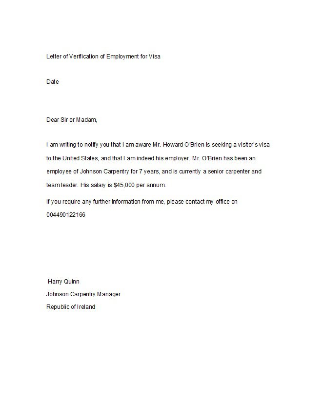 Voe Letter Template ~ Resume Letter