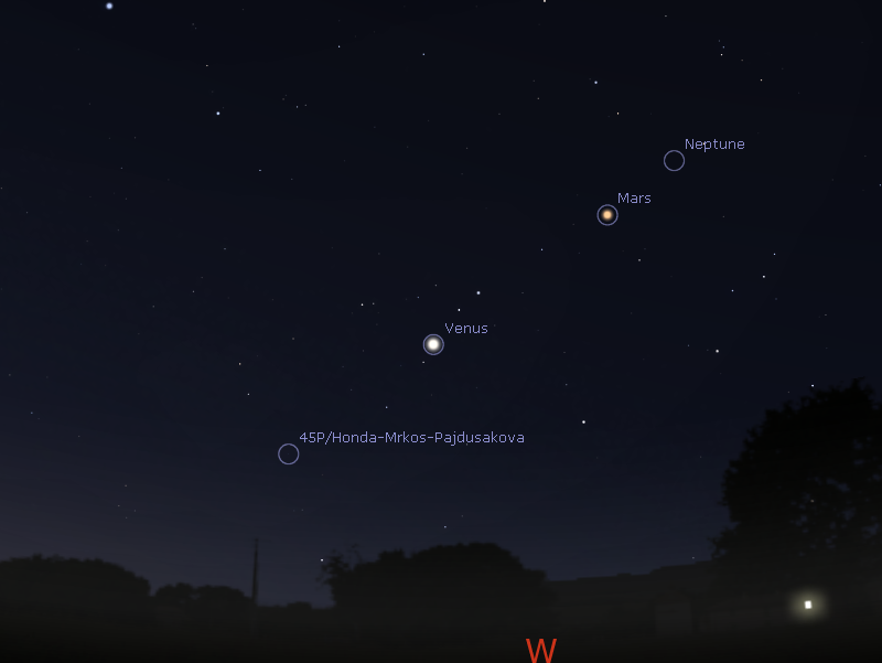 Astroblog: Comet 45P Brightens Close to the Horizon.
