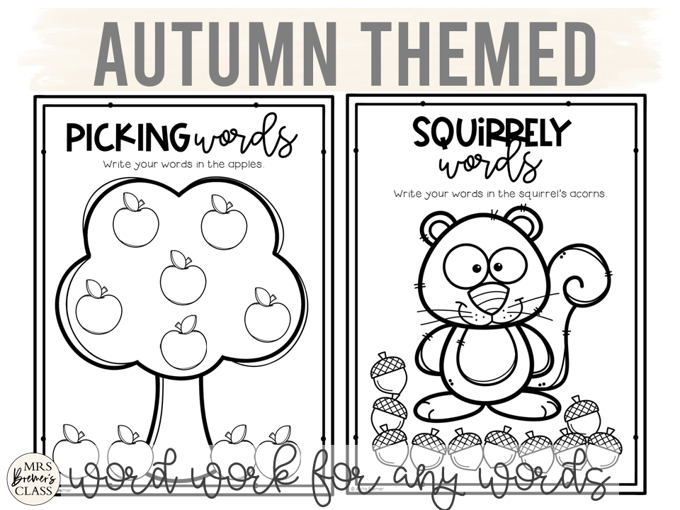 Fall Themed Word Work Spelling Activities for ANY Words | Mrs. Bremer's ...
