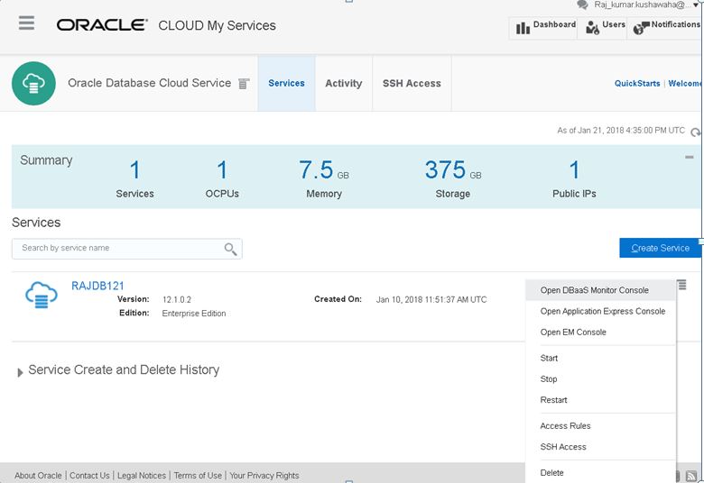 Oracle DBA Quick Notes: [Oracle Cloud] : DBAAS Monitor Console Overview