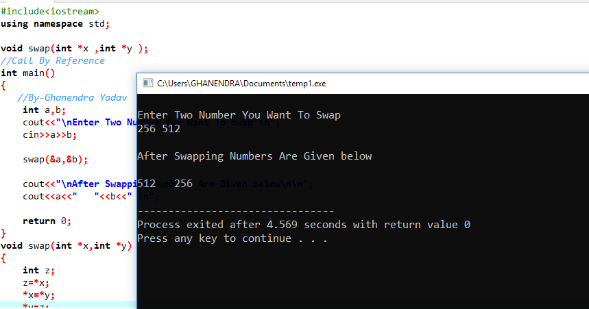C++ Program To Swap Two Numbers Using Functions C++ Program To Swap Two Numbers Using Functions