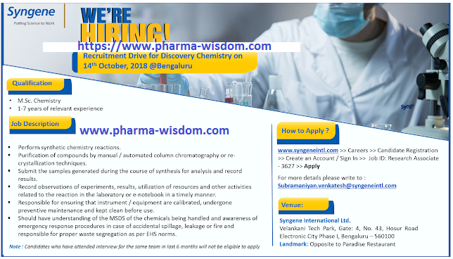 Syngene | Pharma wisdom | Hiring For Jobs at Bengaluru - Pharma Wisdom