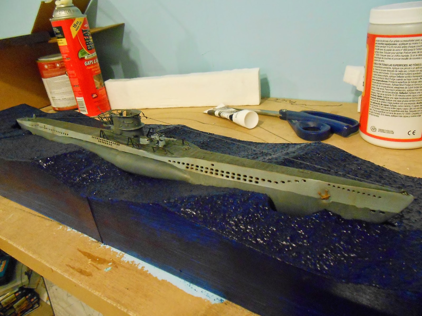 The U-Boat Yard: U-73 is painted, weathered, detailed and set