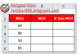 Cara Menggunakan Fungsi NOT Di Excel - Sampul Ilmu