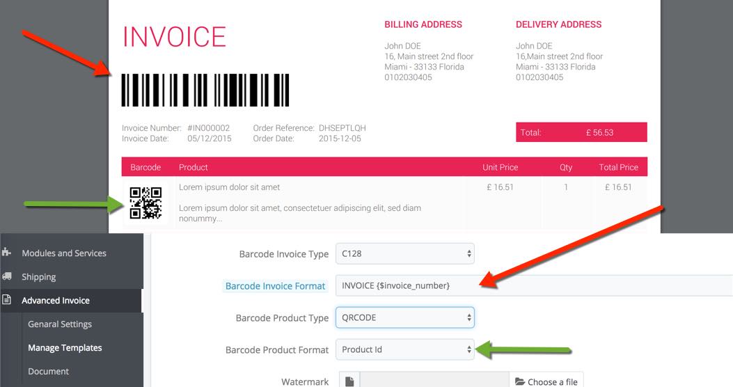 Prestashop edit invoice template by Advanced invoice module