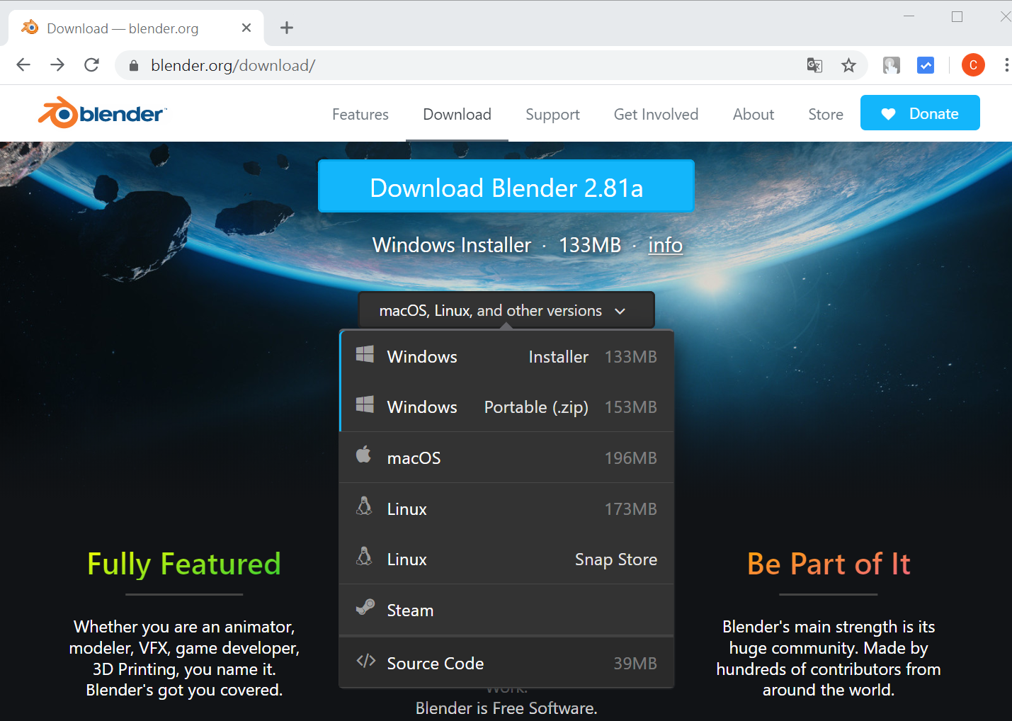 Blender筆記：Blender下載與安裝
