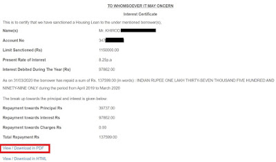 How to download home loan interest certificate in SBI?