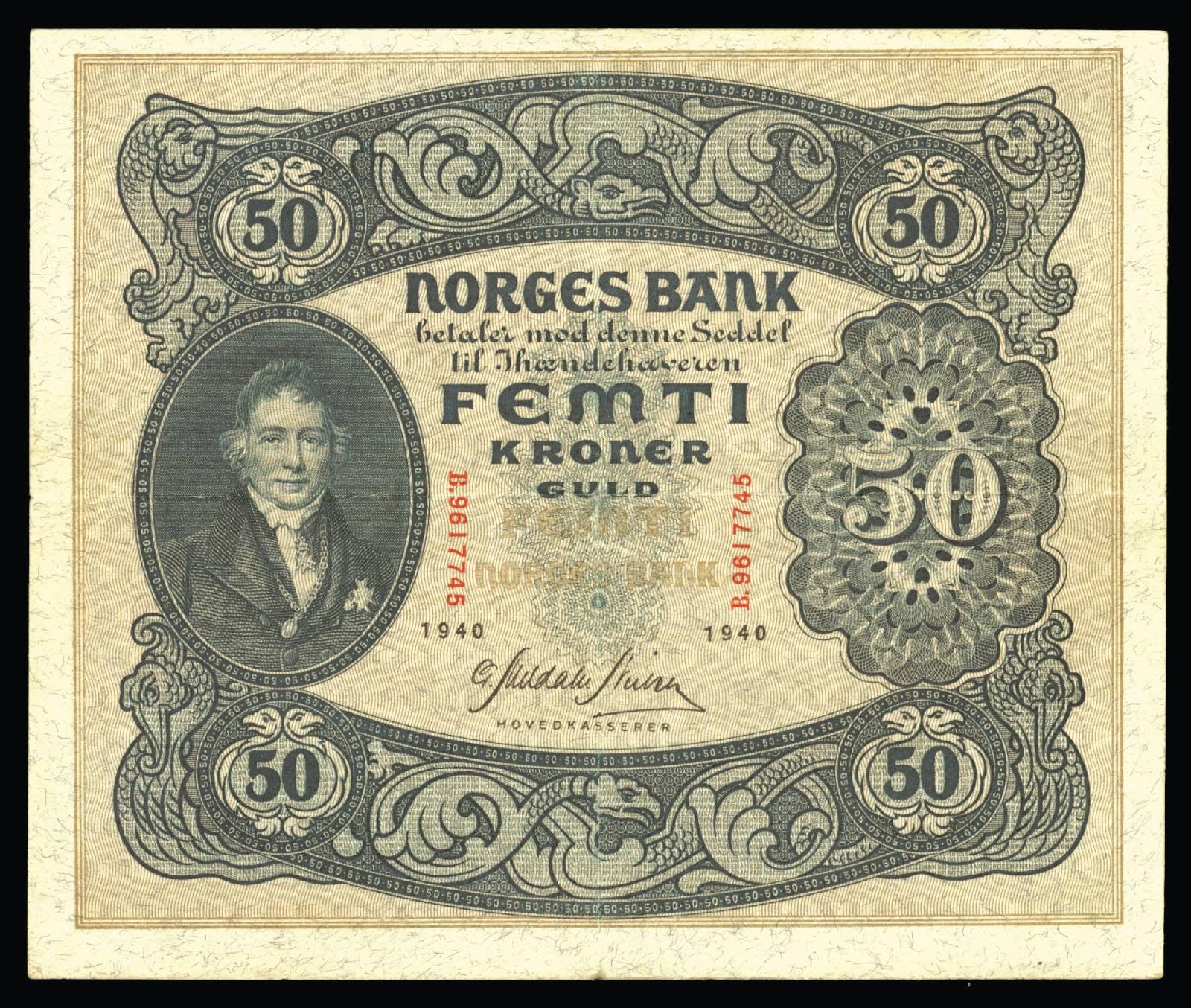 Norway 50 Kroner banknote 1940|World Banknotes & Coins Pictures | Old ...