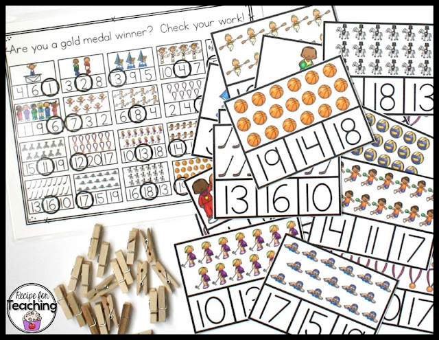 Sports Themed Clip Cards - Recipe for Teaching