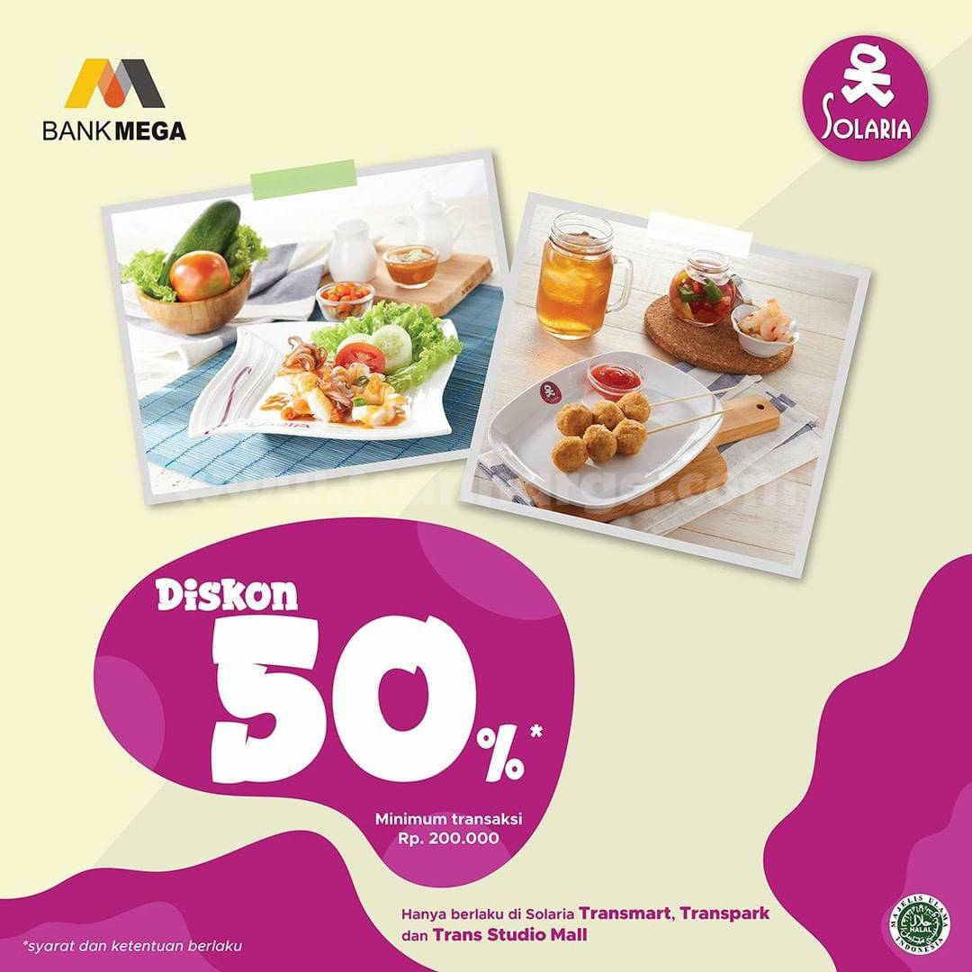 Promo Solaria Diskon 50% dengan Kartu Kredit Bank Mega - scanharga