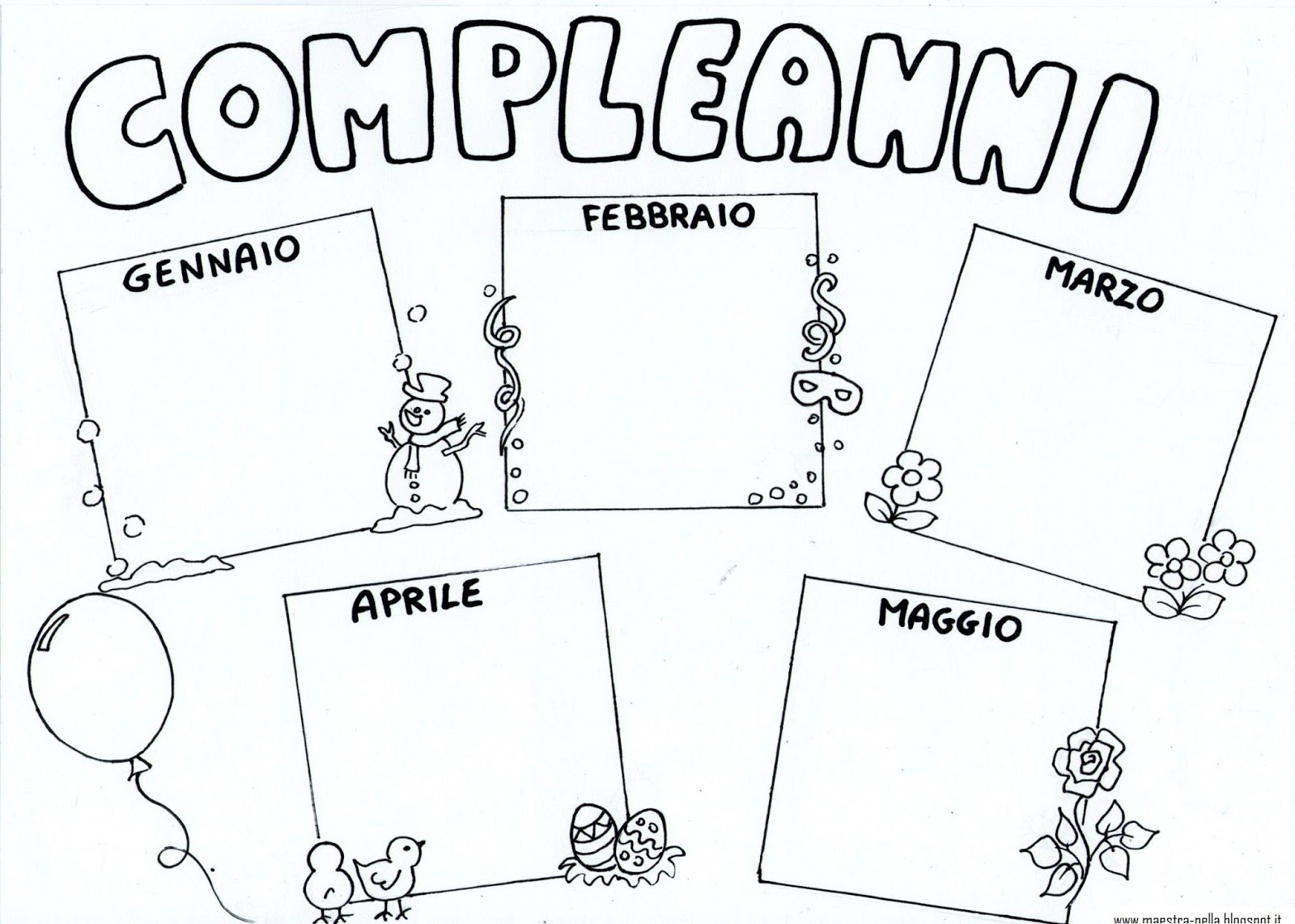 maestra Nella: cartellone 'Compleanni'