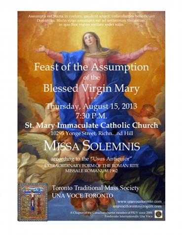 TORONTO CATHOLIC WITNESS: Solemn Mass in honour of the Feast of the ...