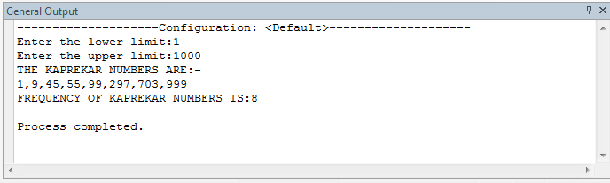 Programming : Kaprekar Number...