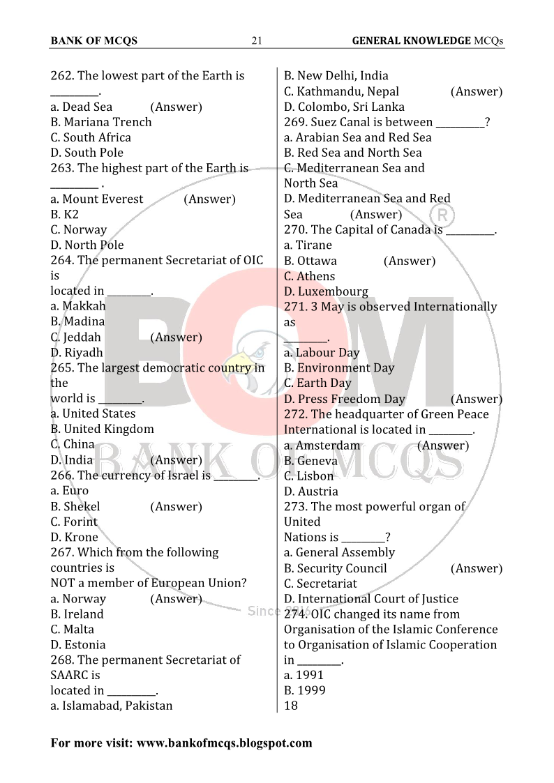 General Knowledge MCQs