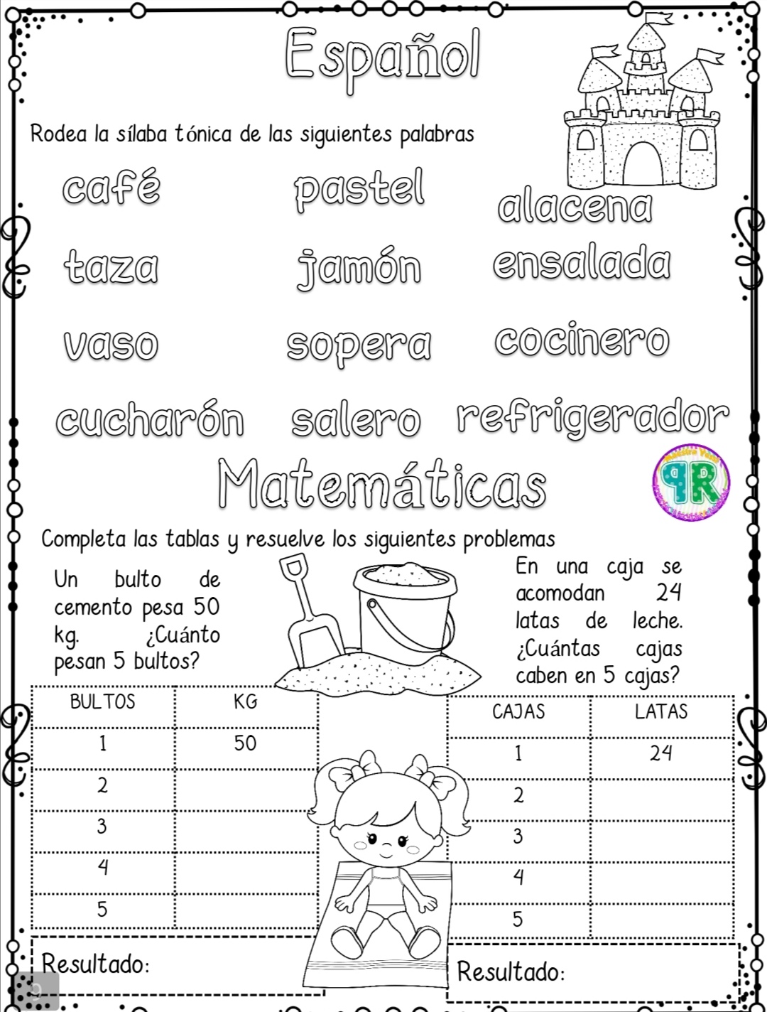 Grupo 6°C: Español ejercico 1 y Matemáticas ejercicio 2