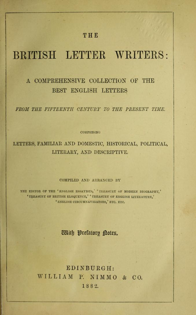 The Magic Mirror in the Palace of Books: The British Letter Writers