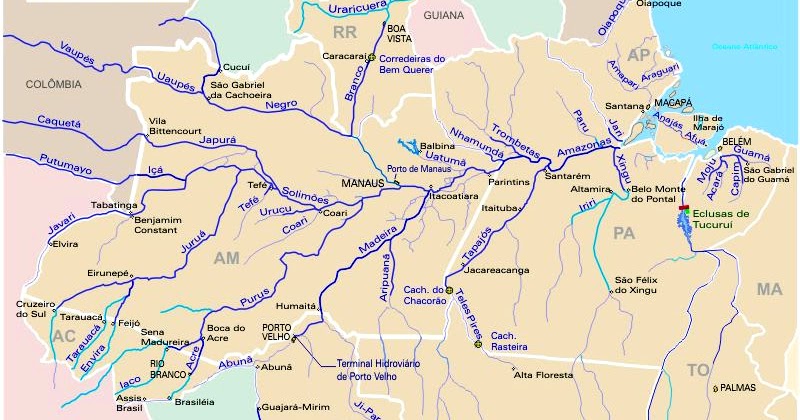 Bem-vindos ao nosso blogger!: Principais afluentes do Rio Amazonas