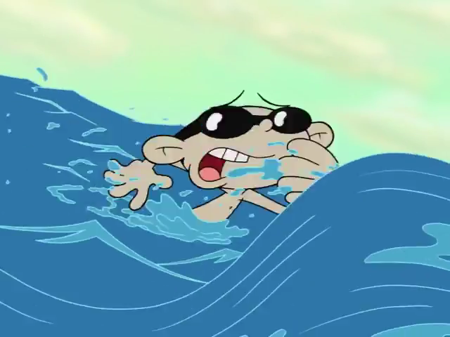 Shirtless Drawn Cartoon Boys: Numbuh 1 Naked at the Beach
