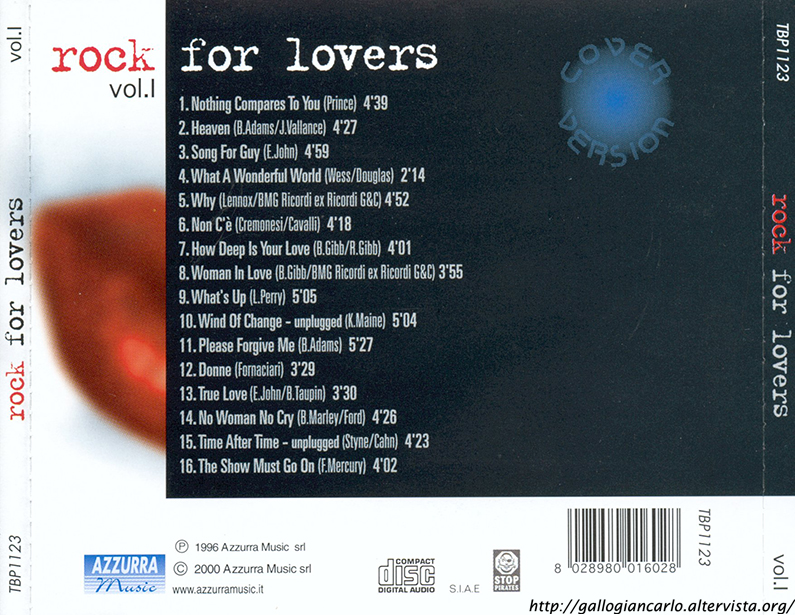 AA.VV. "rock for lovers" cover version vol. I CD Rock EAN 8028980016028 ...