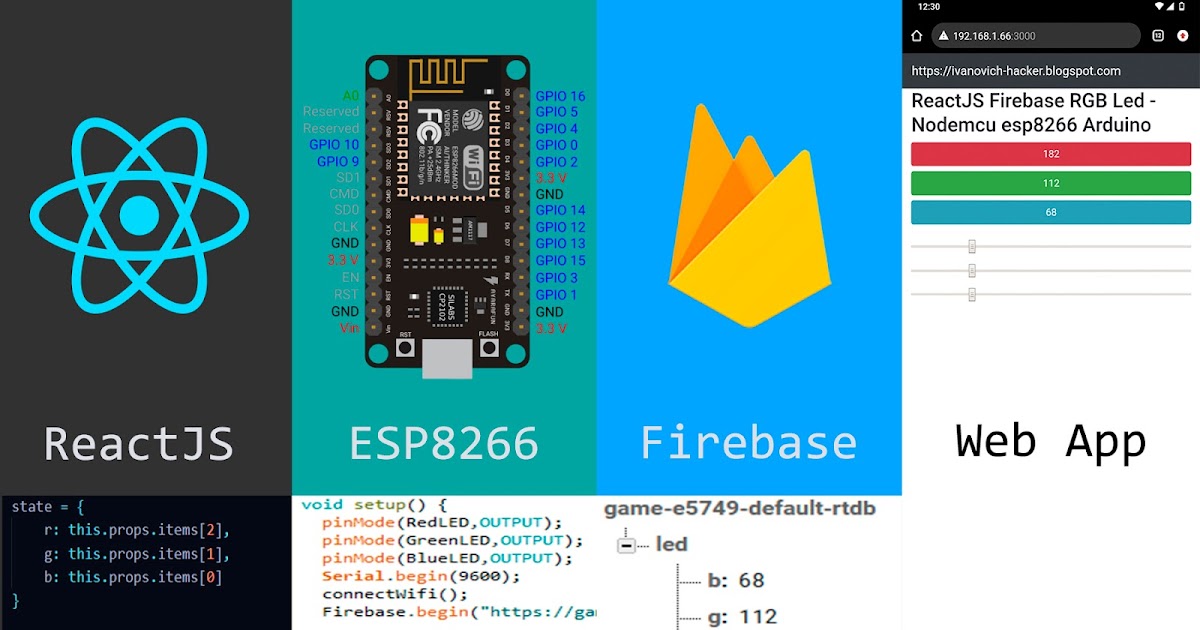 ReactJS Firebase esp8266 Nodemcu Led RGB Frontend - Arduino