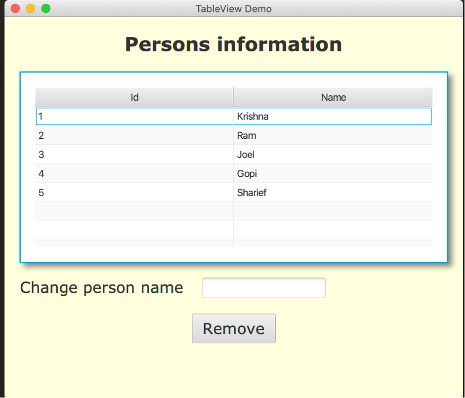 Programming for beginners: JavaFX: TableView widget Programming for beginners: JavaFX: TableView widget