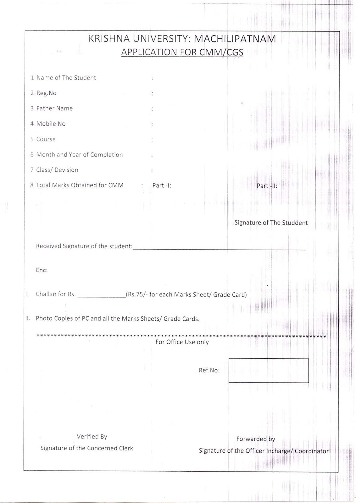 Procedure for Krishna University ug degree Consolidated marks memo (cmm ...