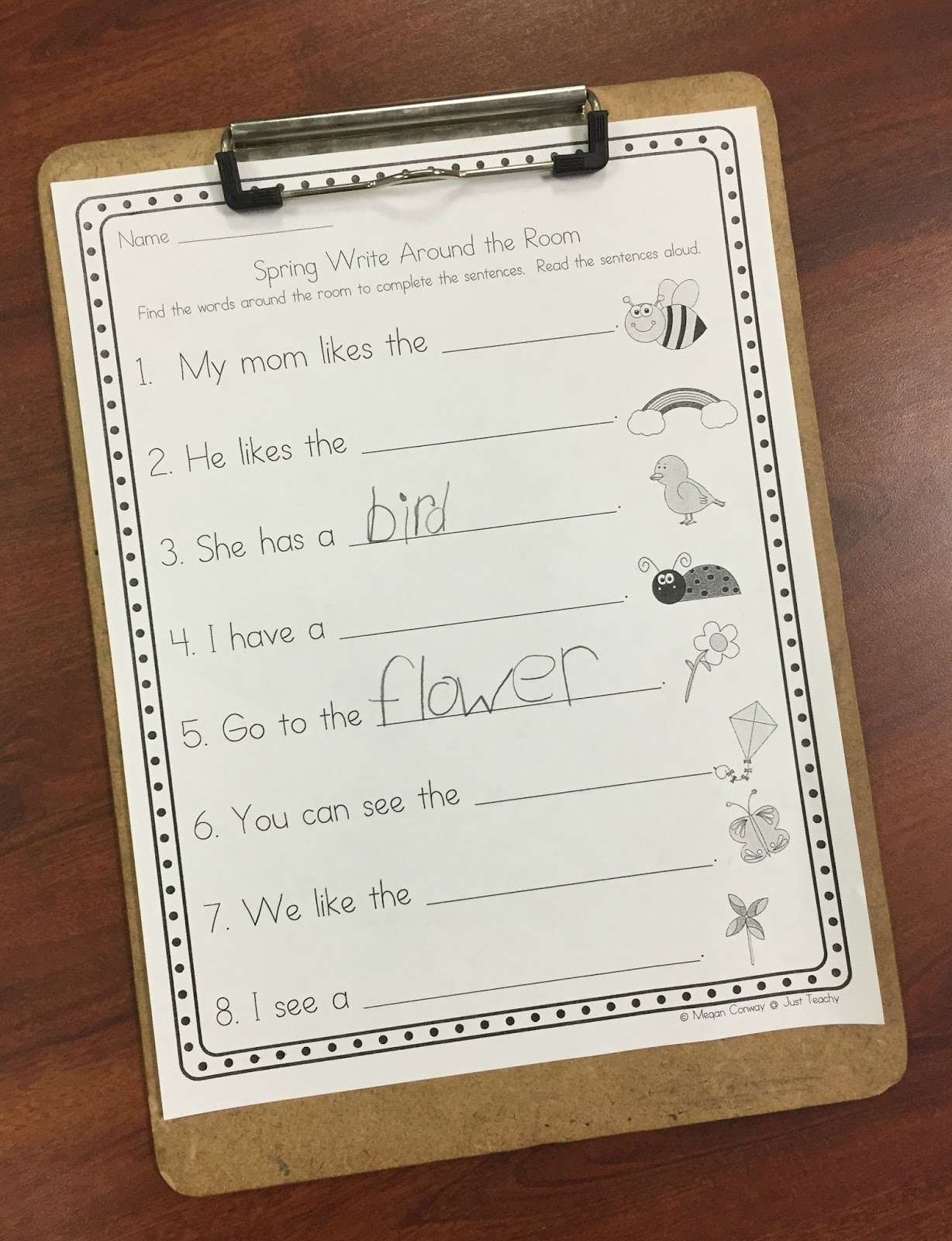 Write Around the Room - Simple Sentences | Just Teachy