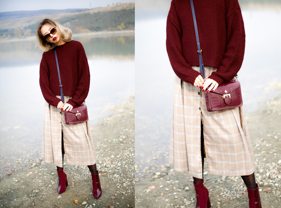 Outfit Idea: How to wear fall's wine colors in winter