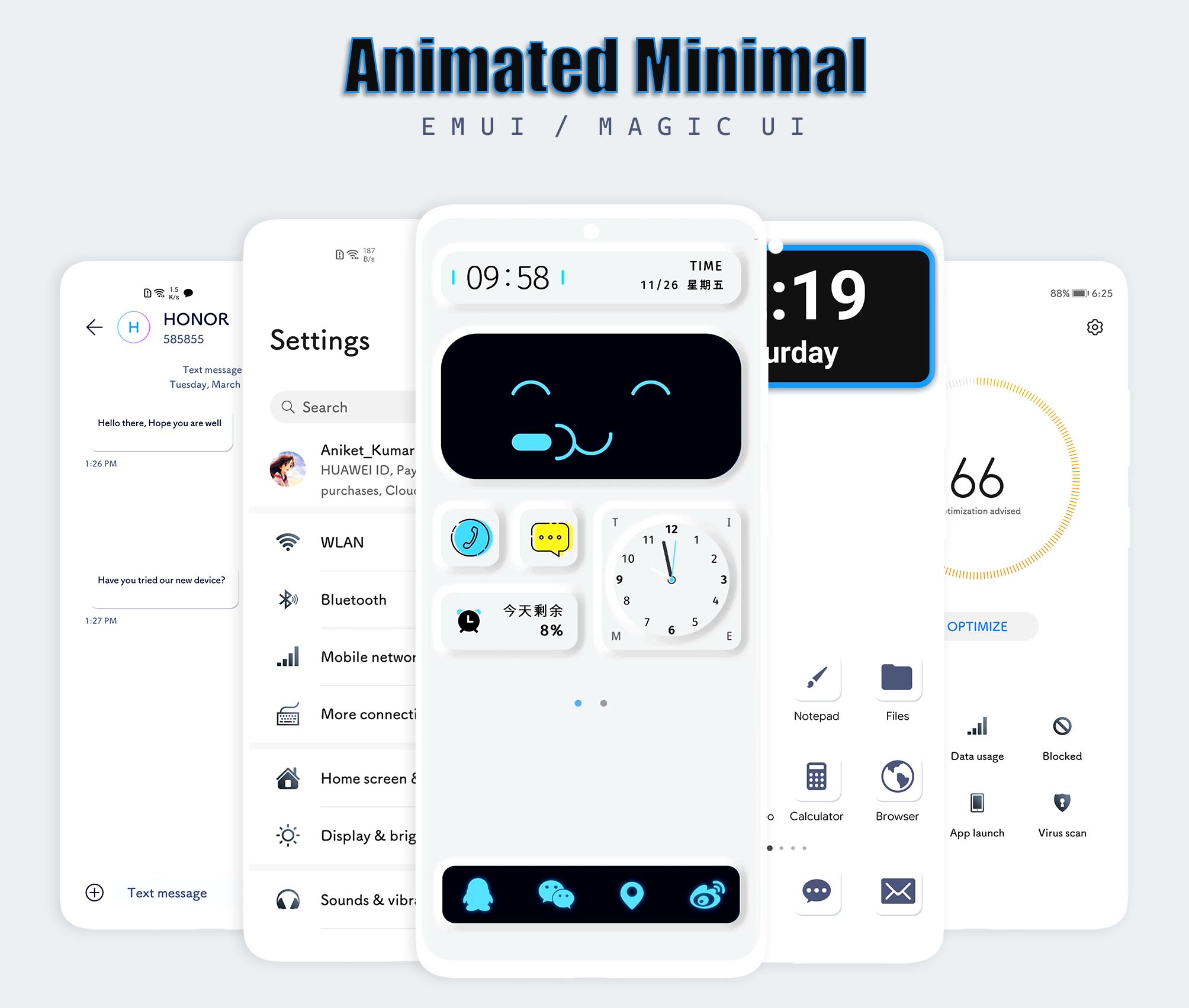 [EMUI THEME] Animated Minimal EMUI 10/11 & Magic Ui 3/4 Theme