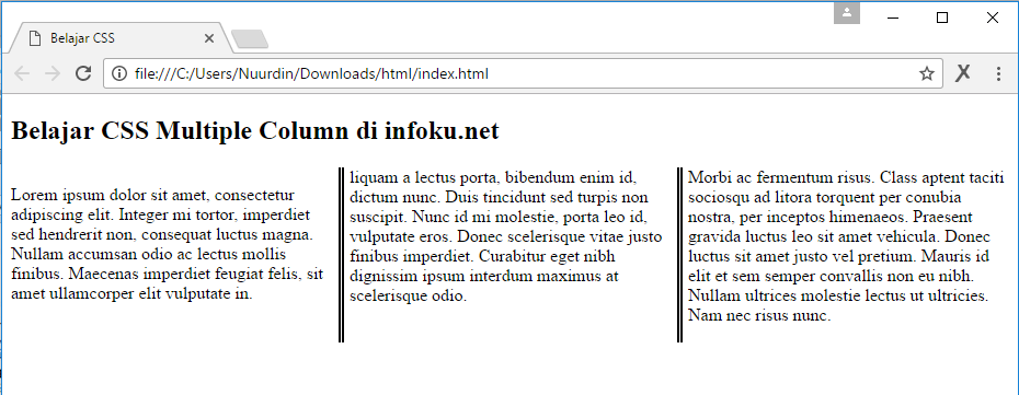 Tutorial CSS3 Membuat Kolom Koran di HTML (multiple column) ~ infoku.net