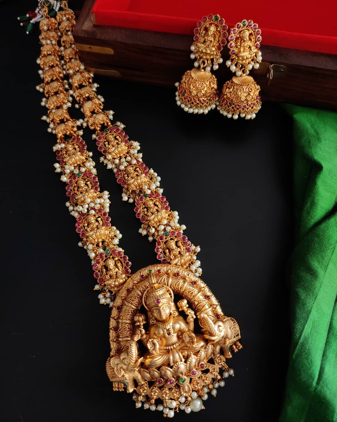 Golden designer temple jewellery