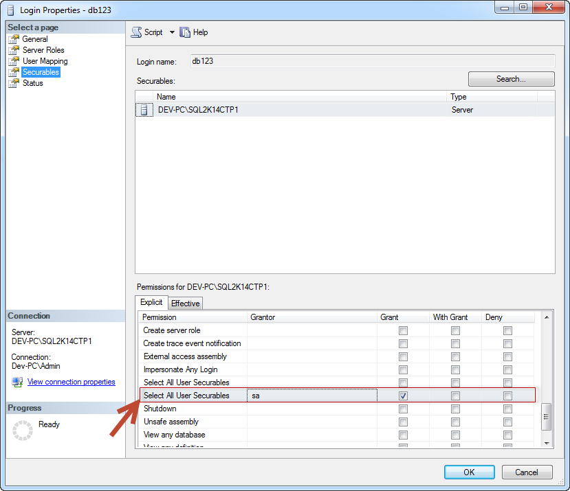 The Select All User Securables Permission In Sql Server 2014 Sqlnethub