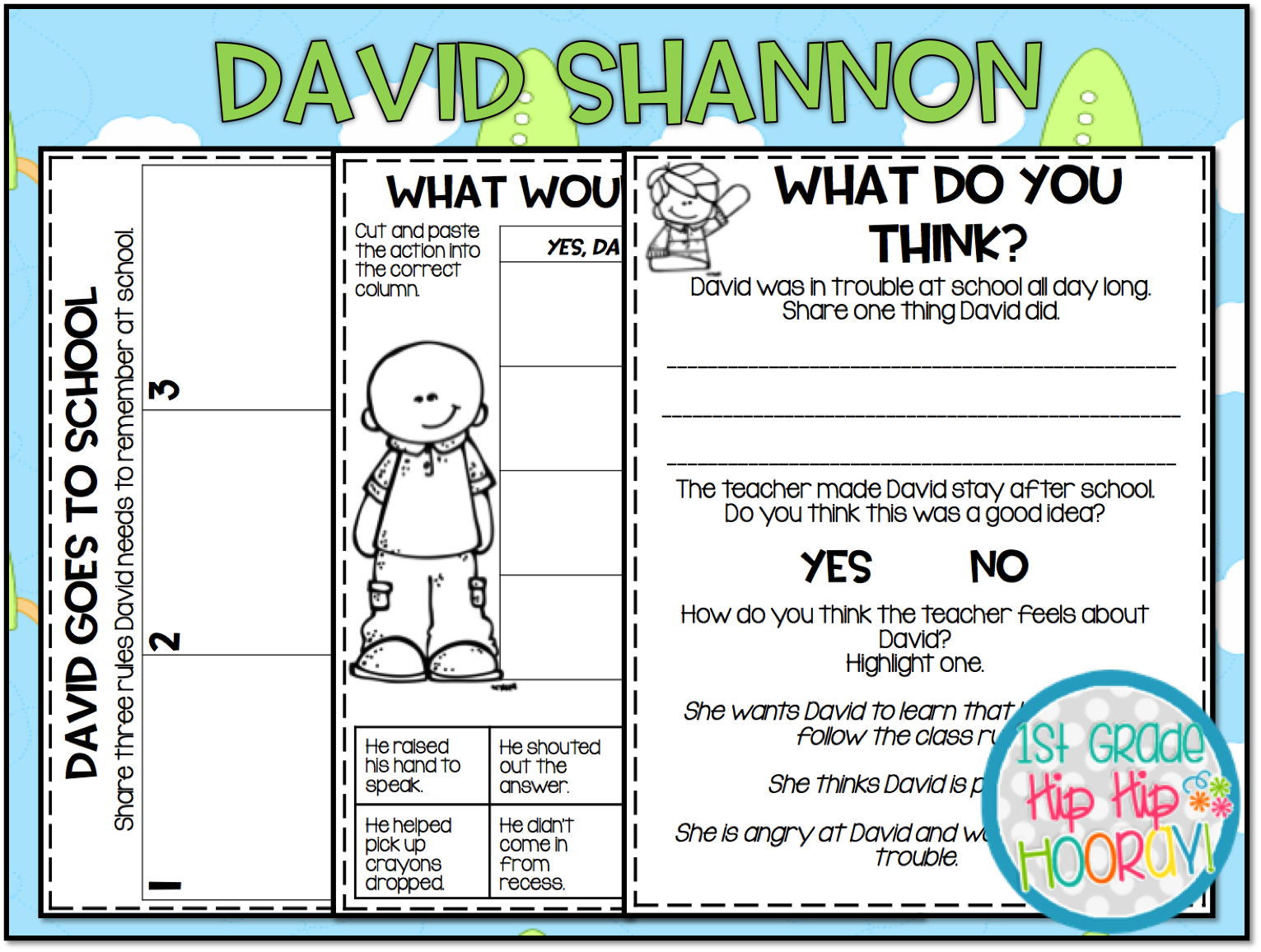 1st Grade Hip Hip Hooray!: David Shannon Author Study