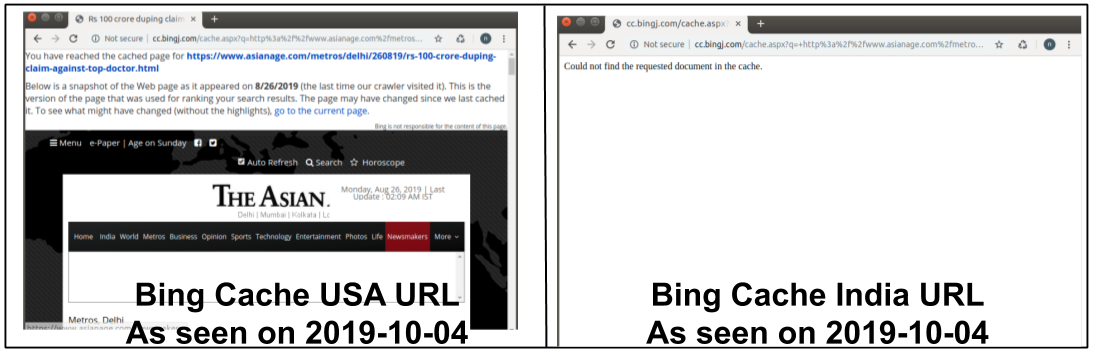 2019-10-28: The interaction between search engine caches and web archives