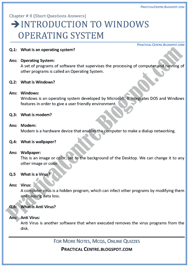 Introduction To Windows Operating System Short Questions Answers introduction-to-windows-operating-system-short-questions-answers