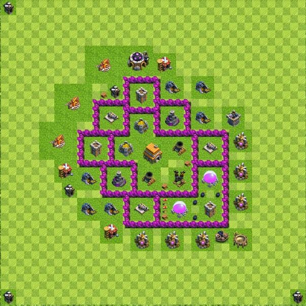 Base Layout Town Hall Level 6 Tipe Defense | COC Indonesia